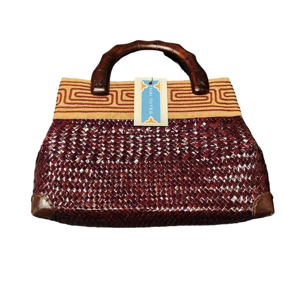 Thai Totes | Bags | Vintage Thai Totes Woven Handbag With Bamboo ...